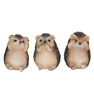 Nemesis Now Three Wise See No Evil Hear No Evil Speak No Evil Figurines, Adorable Hand-Painted Resin Collectibles and Gift - Hedgehogs