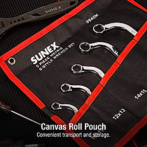 Sunex 9940M Metric S-Style Wrench Set, Fully Polished, 10 x 11mm - 18 X 19mm, 5-Piece