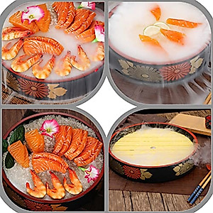 UPKOCH Sushi Rice Bowl Sushi Serving Tray Round: Dip On Ice Bowl Japanese Style Salmon Serving Trays Dip Chiller Serving Geta Plate Ice Chamber Bowl for Restaurant Picnics Parties Soy Sauce Dish