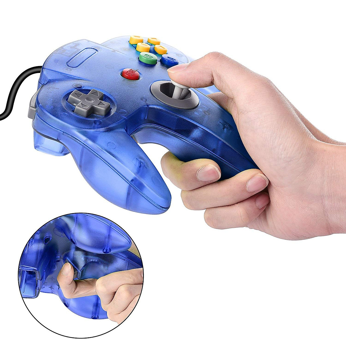 2 Pack N64 USB Controller, miadore USB Retro N64 Gamepad Joystick Raspberry Pi Controller for Windows PC MAC Linux (Clear Blue)