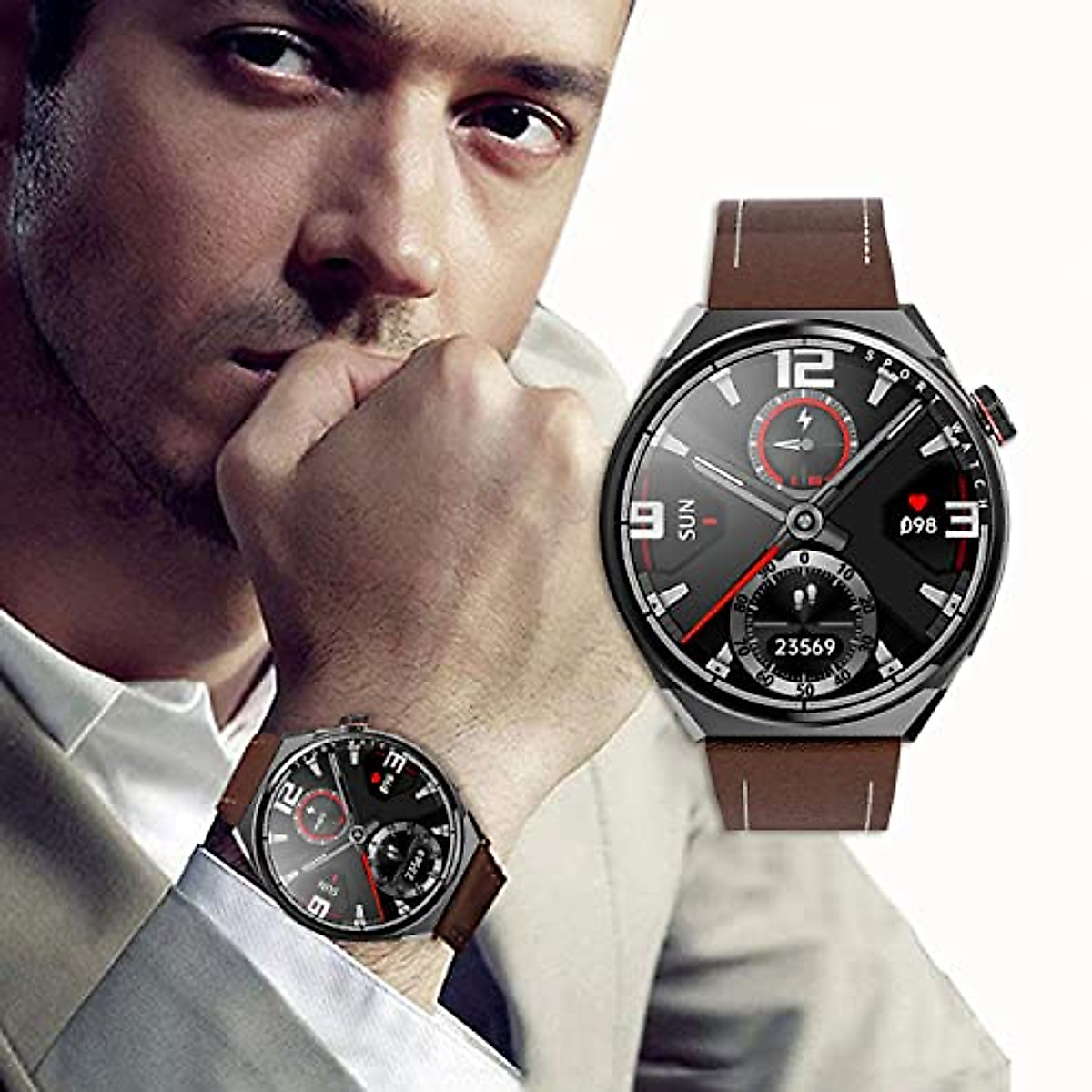 Smart Watch for Men, 30days Extra-Long Battery Life(Call Receive/Dial), IP68 Waterproof, Classic Fitness Watch for iPhone Android, 11 Modes of Sports, 1.5" Heart Rate Sleep/Blood Pressure Watch