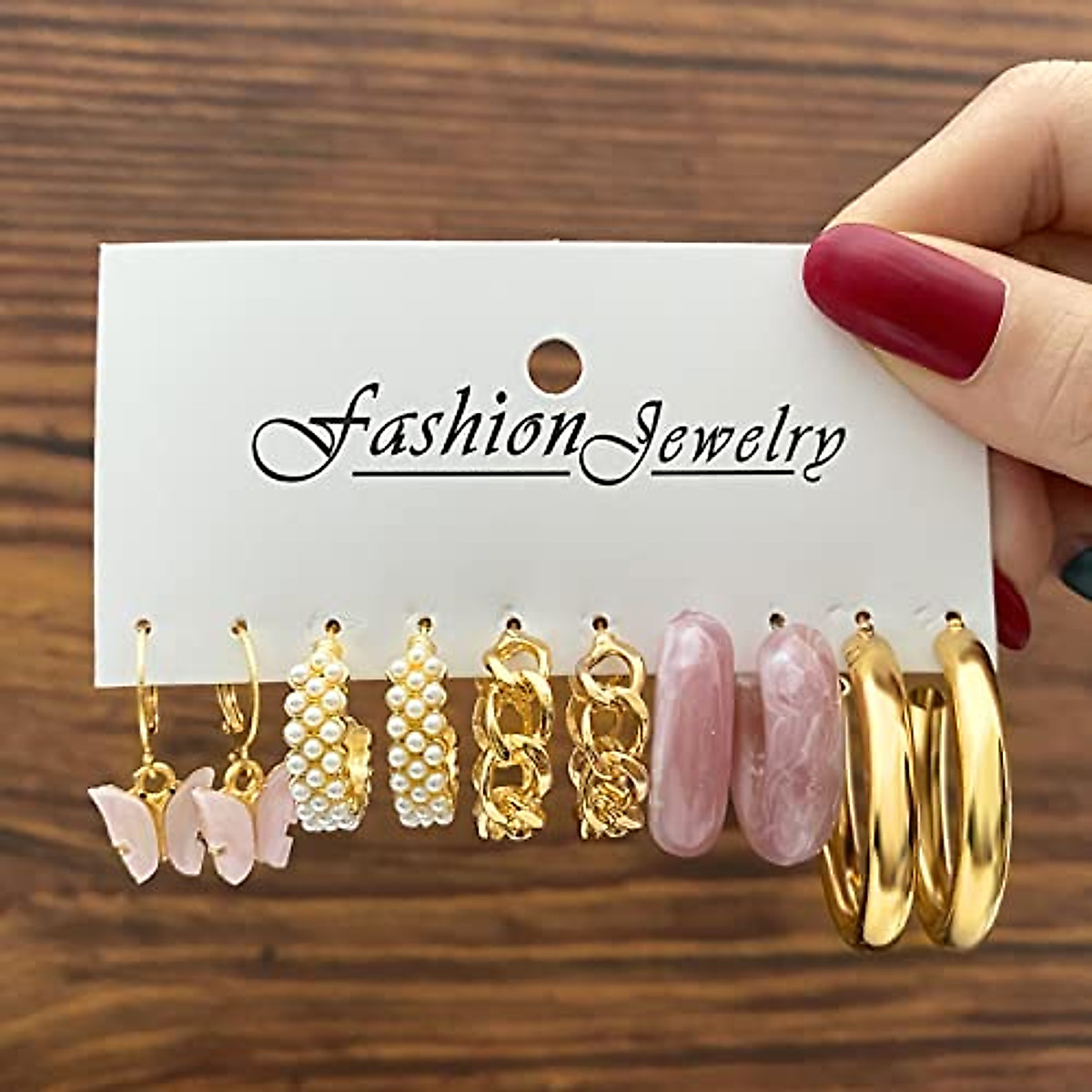 32 Pairs Gold Hoop Earrings Set for Women, Fashion Chain Link Hoop Stud Drop Dangle Earrings Boho Statement Hypoallergenic Earrings for Christmas Jewelry Gift
