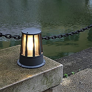 ZMY External Anti-Rust Pillar Lighting Aluminum Glass Outdoor Post Light Waterproof Courtyard Landscape Column Lamp Garden Villa Home Courtyard Decorative Street Fixture