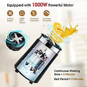 COSTWAY Nutri Blender, 1000 Watt Base for Juices, Shakes & Smoothies Personal Blender, Black