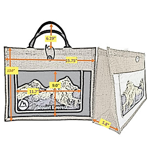 Mount Everest Jute Reusable Grocery Bag, Tote Bag, Canvas Tote Bag, Grocery bag -Black & White (Pack of 2)