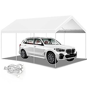 12'x20' Carport Car Replacement Canopy Cover Outdoor for Tent Party Top Garage Shelter Cover with 32 Ball Bungees(Only Cover, Frame Not Included), White