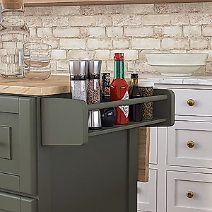 Homestyles Mobile Kitchen Island Cart with Wood Top and Dropleaf Breakfast Bar, 18" D x 53.5" W x 36" H, Green