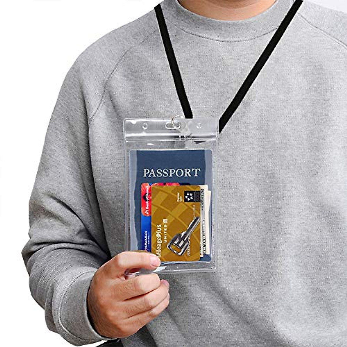 Passport Badge Holders with Extra PVC ID Card Holder and Woven Lanyards Ideal for Cruise and Vacation by CypesCrafts(2Pack Black Lanyards)