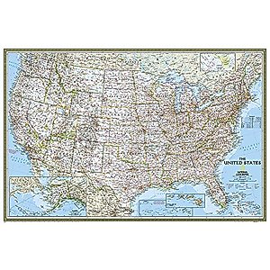 National Geographic United States Wall Map - Classic - Laminated (Poster Size: 36 x 24 in) (National Geographic Reference Map)