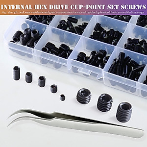 ZTF 530Pcs Metric Set Screw Assortment Kit, M3/4/5/6/8 Grub Screws Internal Hex Drive Set Screws for Bathroom Fixtures, Door Handles knobs, Towel Rack Screws Replacement, 12.9 Grade Alloy Steel