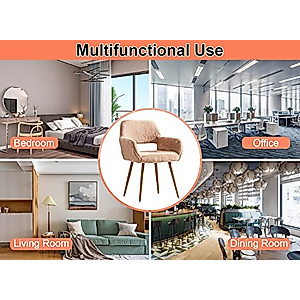 Desk Chair Faux Fur Desk Chair No Wheels Dining Chairs - Fluffy Desk Chair Upholstered Desk Chair Modern Dining Room Chairs, Furry Desk Chair Accent Chair for Bedroom, Armrest Desk Chair for Living