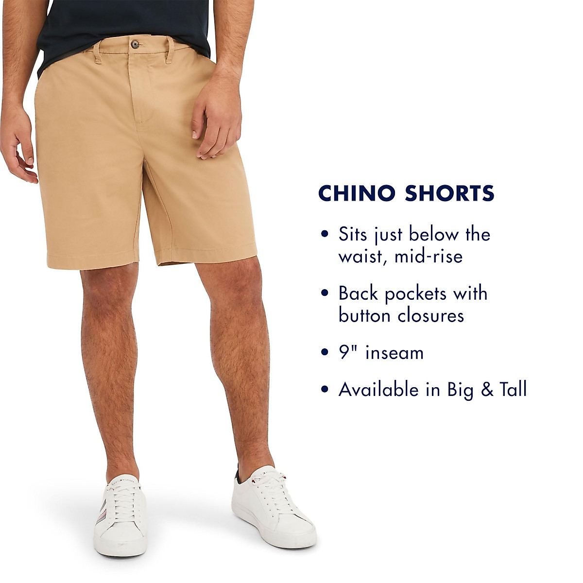 Tommy Hilfiger Men's Casual Stretch Chino Shorts, Drizzle, 33