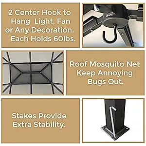 ZGJHFF 12 ft. x 10 ft. Aluminum Hardtop Outdoor Patio Gazebo with Insulated Double-Roof Hardtop and Netting