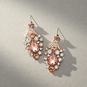 SWEETV Rose Gold Wedding Crown for Bride, 3-pack Tiara Earrings Necklace, Queen Crown Jewelry Set, Crystal Costume Party Birthday Prom Pageant Jewelry for Women,Genesis