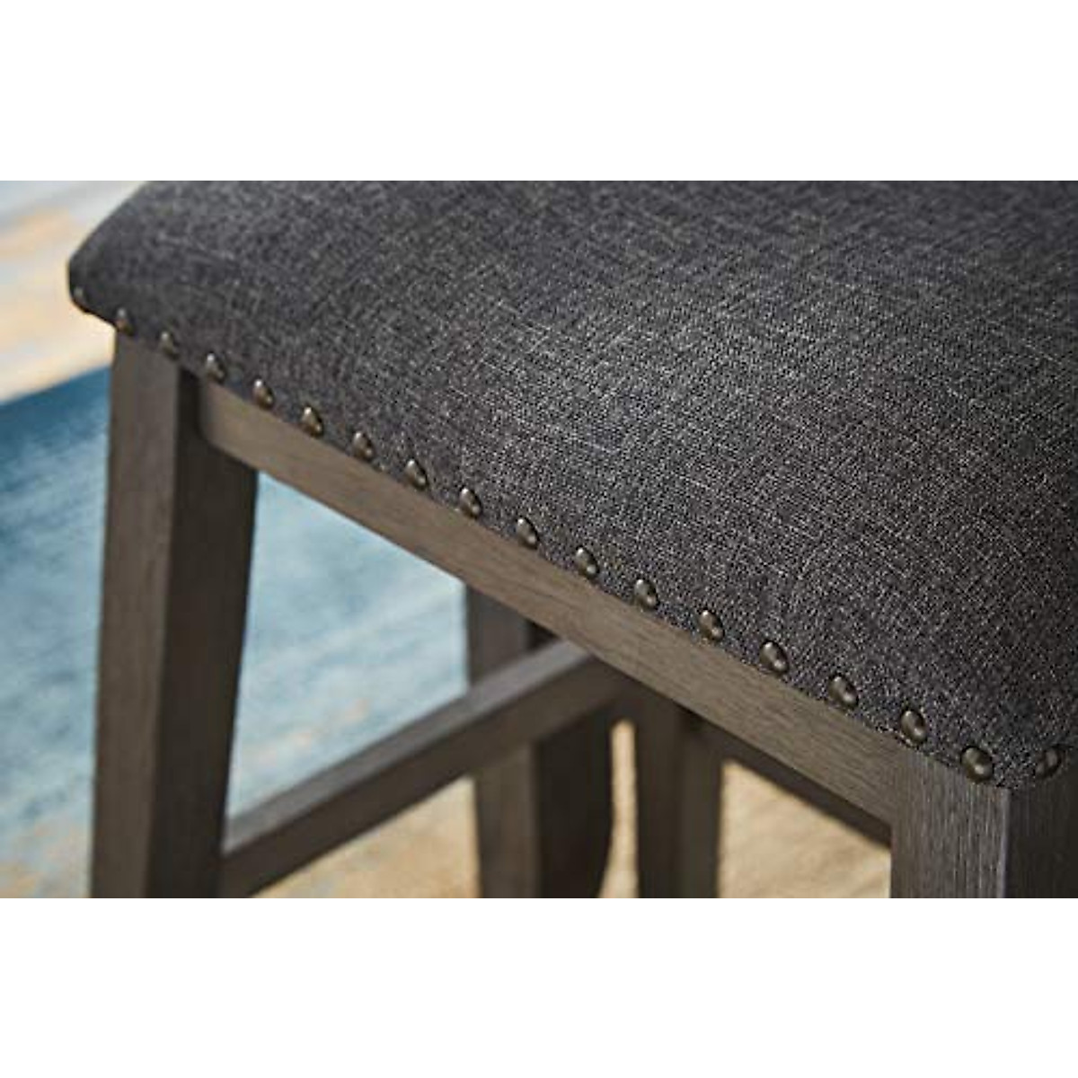 Signature Design by Ashley Caitbrook Counter Height Dining Room Table Set with 2 Upholstered Barstools, Gray