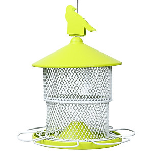 Metal Bird Feeder Clearance,Hanging Bird Feeders for Outside Wild Birds, Squirrel Poorf, Heavy Duty,6 Perches, 4 lbs Capacity for Cardinals, Finches, Blue Jays-Silver Green