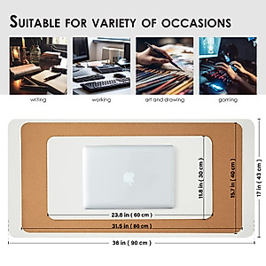 Cork Desk Mat - Dual-Sided Desk Pad for Office and Home - Desk Organization and Accessories - Ideal for Large Mouse Pad and Desk Mats on Top of Desks(White,31.5"x 15.7")