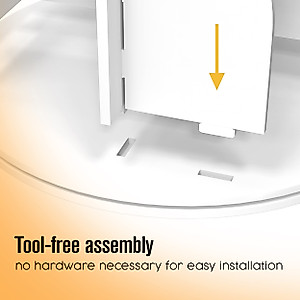 Rotating Bookshelf, Revolving Bookcase, Spinning Book Shelf, 4 Tier, 18.2” W x 50.6” H, White, Wood, 360 Degrees Bookshelves, Floor Stand, Rotation Display Tower, Stackable, Round, for Kids, Children