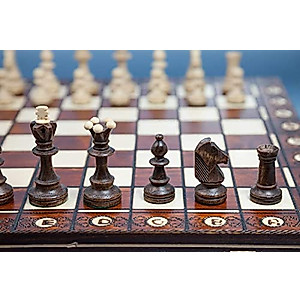 Handmade European Wooden Chess Set with 16 Inch Board and Hand Carved Chess Pieces