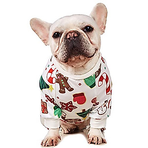 Impoosy Dog Christmas Shirt Pet Snowman Pajama Sotf Puppy Candy Clothes Cat Xmas Cotton Clothing (XL)