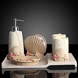 WYKDD Cute Beach Style Bathroom Bathroom Wash Set Toilet Supplies Set Brushing Cup Mouthwash Cup Set
