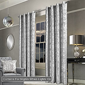 SHINELAND Extra Long Velvet Curtains 108 Inches Long for Living Room 2 Panels Grommet Grand Design 60% Blackout Pattern Curtains for Bedroom Luxury Bling Bathroom Door Doorway,Light Silver Grey