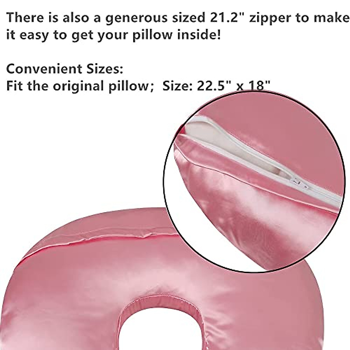 Satin Nursing Pillow Cover Slipcover Set 2 Pack Ultra Soft Silk Compatible with Boppy Pillow for Breastfeeding Pillow Case (White + Pink)