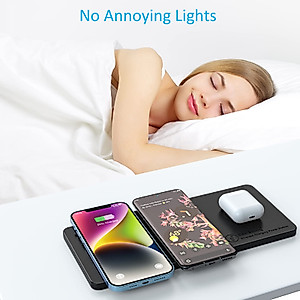 Wireless Charging Pad, ZealSound Ultra-Slim Triple Wireless Charger Station for Multiple 3 Devices & New Airpods Ultra Slim PU Leather Wireless Charging Mat W/AC Adapter for Smartphone Phone (Black)