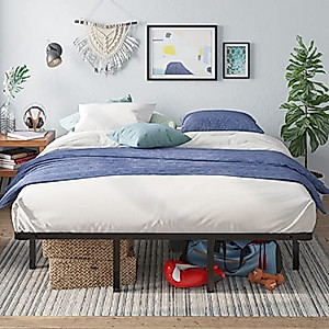 ZINUS SmartBase Euro Slats Mattress Foundation / 14 Inch Metal Platform Bed Frame / No Box Spring Needed / Sturdy Steel & Wood Frame / Underbed Storage, Queen