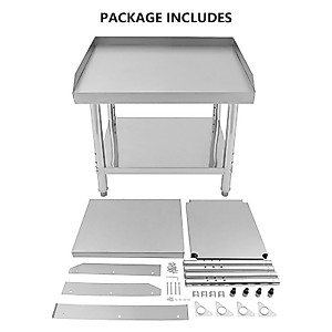 CUBELLIN Work Table 2-Tier Prep Table Stainless Steel Prep Table with Backsplash Shelf Height Adjustable Work Table Commercial Kitchen Work Table for Prep & Work (30x24x26in)