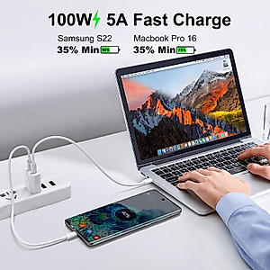 100W USB C to USB C Cable 10FT USB C Charger Cable 2Pack USB C Cord Fast Charging USB Type C Compatible with iPhone 16/15/Samsung/Android/Huawei/Google/Switch/MacBook/iPad and other USB-C port devices