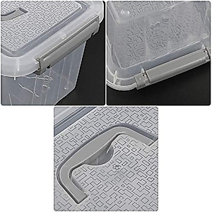 Minekkyes Set of 6 Plastic Latching Storage Box, Clear Storage Containers Bin with Lid, 7 Quart