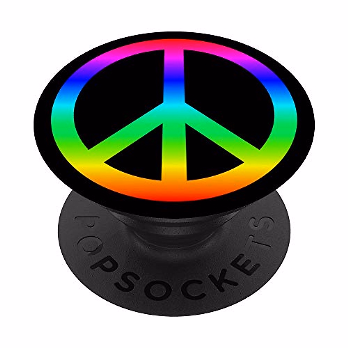 Fuzewear Peace Sign Rainbow Black PopSockets Stand for Smartphones and Tablets