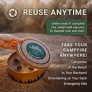 Radiate XL 8" Portable Campfire As Seen On Shark Tank - Up to 5 Hours of Burn Time - Reusable Travel Fire Pit for Camping and Beach - Great Alternative to a Real Fire - Made in USA (Eucalyptus Scent)