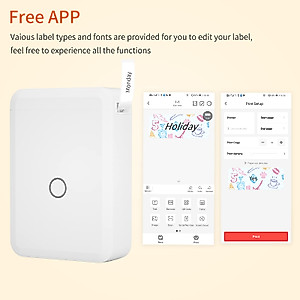 Label Maker D110 Portable Wireless Connect Rechargeable Mini Label Printer with Tape for Phone Compatible School Office Home Organization White