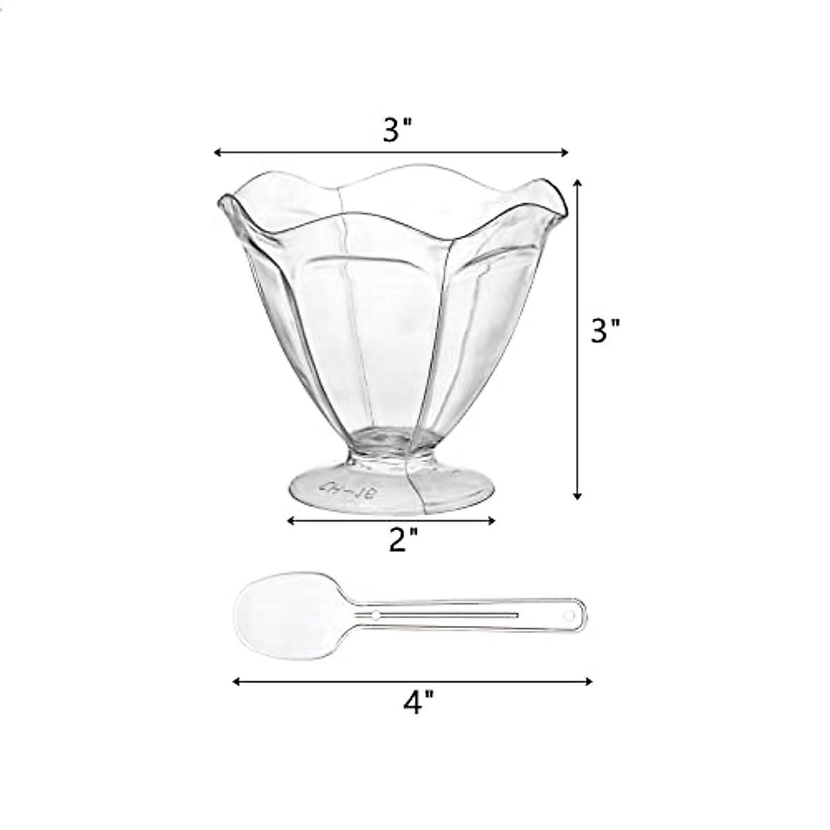 Dicunoy 50 Pack Dessert Cups with Spoons, 3.5 oz Disposable Plastic Mini Dessert Shooter Cups, Clear Parfait Appetizer Tasting Cups for Ice Cream, Mousse, Pudding, Wedding, Picnic, Party