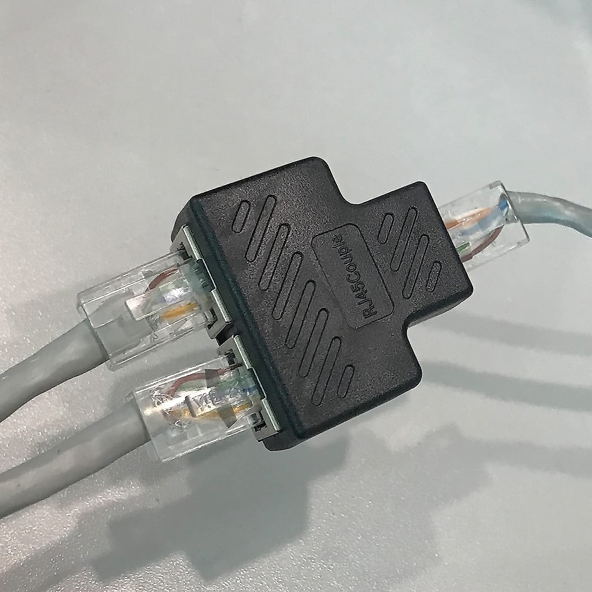 LYMGS RJ45 Ethernet Cable Splitter Network Adapter, 1 Female to 2 Female LAN Ethernet LAN Network Extension Splitter Cable, Black 1 Pack