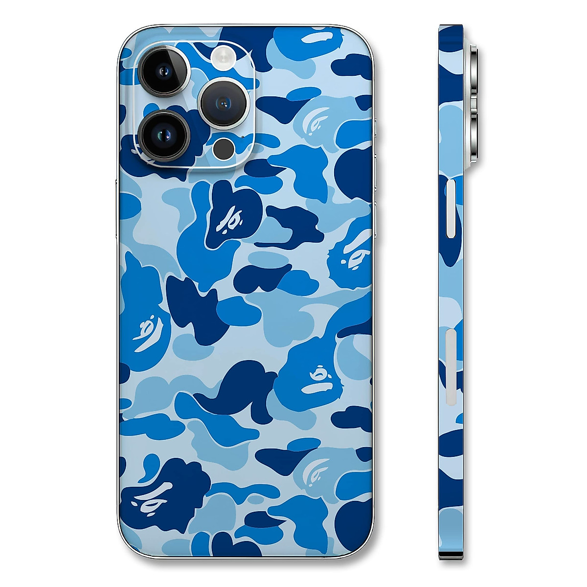 HK Studio Blue Camo Skin Decal (Not Case) for iPhone 14 Pro Max - No Bubble, Slim, Waterproof - Protecting & Personalizing iPhone's Back, Camera, Frame