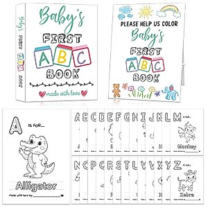 Baby's First ABC Book Baby Shower Activity Keepsake Game, ABC Coloring Baby Shower Guest Book Alternative, Baby's First Alphabet Coloring Book, Alphabet A to Z Coloring Pages