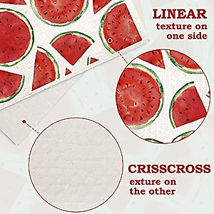 AnyDesign Watermelon Swedish Kitchen Dishcloth Summer Absorbent Cotton Dish Towel Melon Fruit Dish Cloth for Housewarming Cleaning Wipes, 6Pcs, 7 x 8 Inch