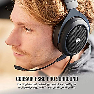 Corsair HS60 PRO - 7.1 Virtual Surround Sound Gaming Headset with USB DAC - Works with PC, Xbox Series X, Xbox Series S, Xbox One, PS5, PS4, and Nintendo Switch - Carbon (CA-9011213-NA)