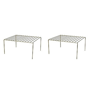 Kitchen Details Medium Helper Shelf | Cabinet & Countertop Organization | Plates & Dinnerware | Glasses | Maximize Space | Free Standing | Satin Gold (Pack of 2)