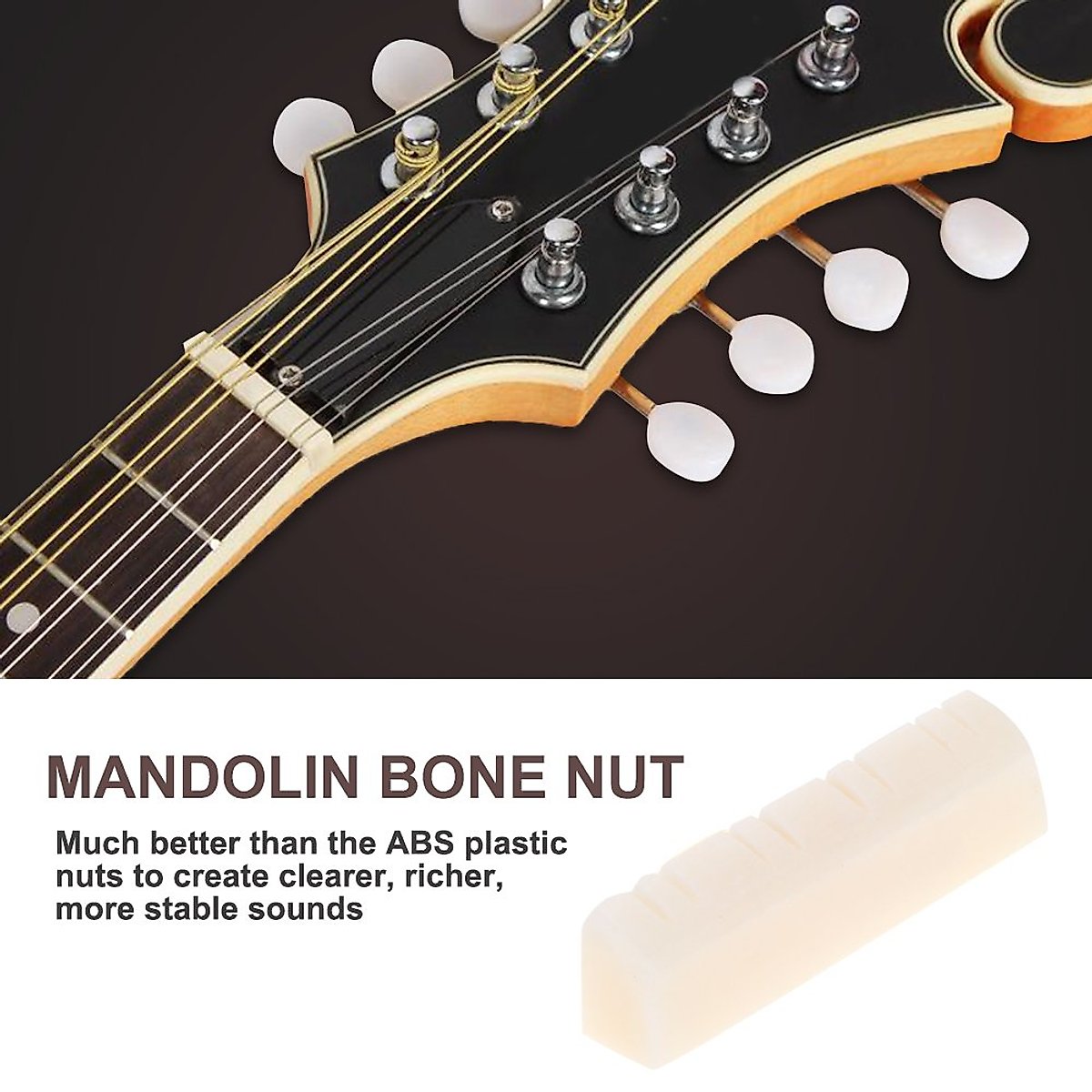 Alomejor Mandolin String Nut Bone Mandolin Bridge Saddle and Nut Instrument Replacement Accessories for 8 String Mandolin