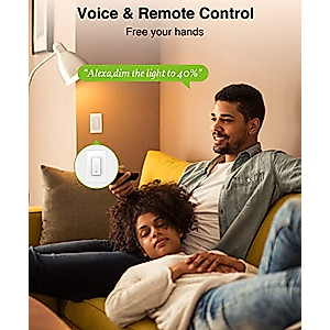 GHome Smart Smart Dimmer Switch Work with Alexa Google Home, Neutral Wire Required 2.4GHz Wi-Fi Switch for Dimming LED CFL INC Light Bulbs, Single Pole, UL Certified, No Hub Required, 1Pack