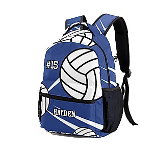 Urcustom Custom Kid Backpack, Volleyball Player Number Team Name Royal Personalized School Bookbag with Your Own Name, Customization Casual Bookbags for Student Girls Boys