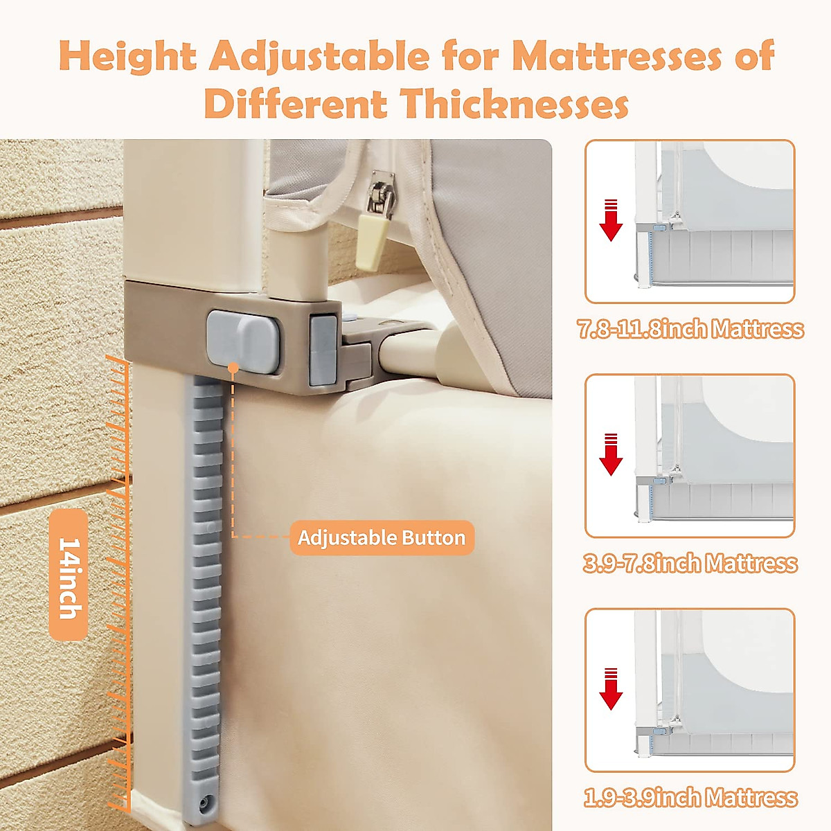 Letfonmo Bed Rail for Toddlers, 74.8" Baby Bed Rail Guard with Upgraded Durable Material, Sturdy Toddler Bed Rail No Gap, Easy to Install Bed Guard Rail for Queen King Twin Full Size Bed (1 Piece)