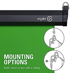Elgato Green Screen MT - Wall-Mounted Retractable Chroma Key Backdrop with Wrinkle-Resistant Fabric for background removal for Streaming, Video Conferencing, on Instagram, TikTok, Zoom, Teams, OBS