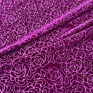 Vintage Rose 3D Embossed Velvet Fabric by The Yard Fashion Upholstery Velvet Fabric (59.06 x 36 Inches/Yard Dragon Fruit 2yard)