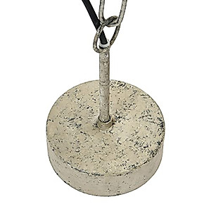 Creative Co-Op Metal & Wood Beaded Chandelier, 20.5" Round by 20" Height, Off- White