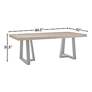 Alpine Furniture Prairie Dining Table, 84" W x 42" D x 30" H, Reclaimed Natural and Black Finish